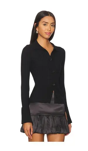 MORE TO COME Brandy Button Front Sweater - Black