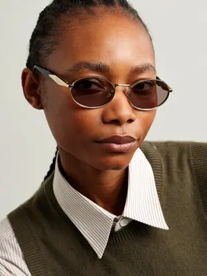 Prada Oval-frame Sunglasses - Gold