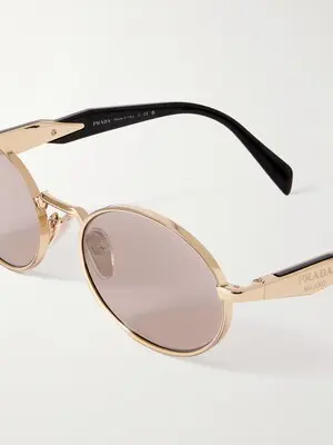 Prada Oval-frame Sunglasses - Gold