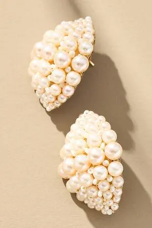 Deepa Gurnani Uma Pearl Drop Earrings - Peach