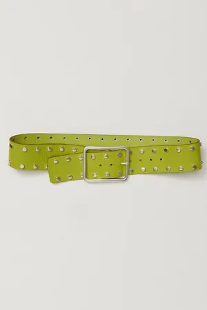 Free People Studded Leather Hip Belt - Lime