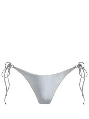 LET'S SWIM Metallic Bikini Bottom - Silver