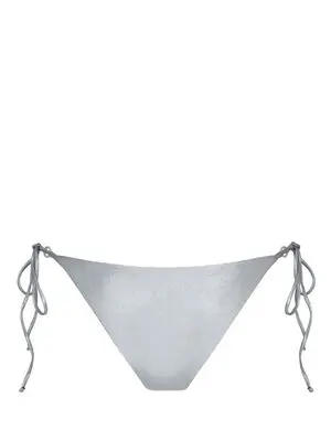 LET'S SWIM Metallic Bikini Bottom - Silver