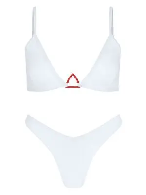 LET'S SWIM Shark-logo Bikini Top - White
