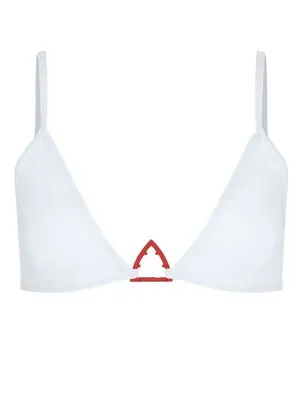 LET'S SWIM Shark-logo Bikini Top - White