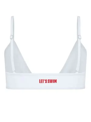 LET'S SWIM Shark-logo Bikini Top - White