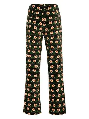 La DoubleJ Floral-print Cropped Trousers - Black