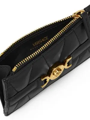 Versace Medusa '95 Quilted Zip Card Holder - Black