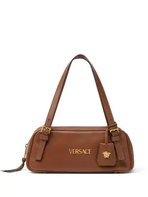 Versace Tag Bowling Shoulder Bag - Brown