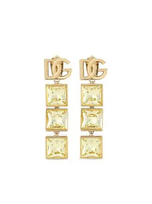 Dolce & Gabbana Logo-plaque Clip-on Drop Earrings - Gold