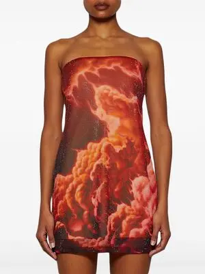 Alexander Wang Crystal-embellished Cloud-print Mini Dress