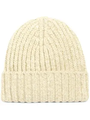 AMI Paris Ribbed Beanie Hat - Neutrals
