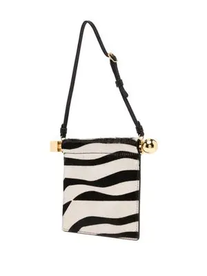 Jacquemus Rond Carré Mini Bag In Zebra Print Calf Leather