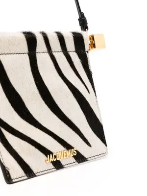 Jacquemus Rond Carré Mini Bag In Zebra Print Calf Leather