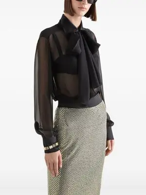 Dolce & Gabbana Pussy-bow Silk Chiffon Shirt - Black