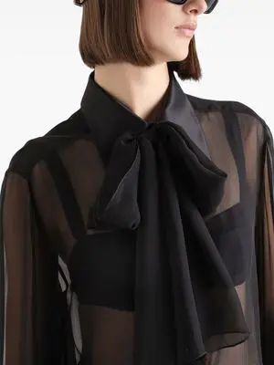 Dolce & Gabbana Pussy-bow Silk Chiffon Shirt - Black