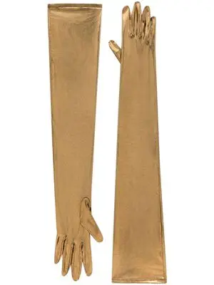 Dolce & Gabbana Foiled Long Gloves - Gold