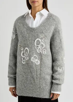 Bernadette Orchidea Embellished Alpaca-blend Jumper