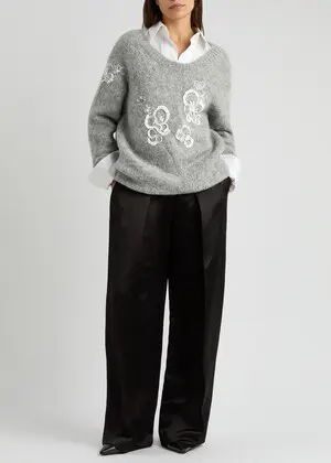 Bernadette Orchidea Embellished Alpaca-blend Jumper