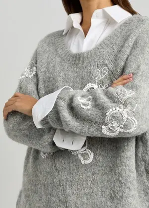 Bernadette Orchidea Embellished Alpaca-blend Jumper