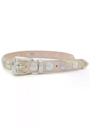 Khaite Benny Studded Leather Belt - Ivory
