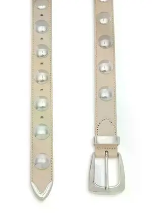 Khaite Benny Studded Leather Belt - Ivory