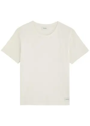 Saint Laurent Logo Cotton-blend T-shirt - Natural