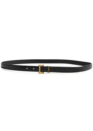 Saint Laurent Cassandra Grained Leather Belt - Black