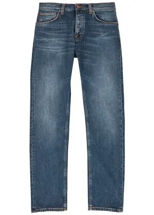Nudie Jeans Solid Ollie Slim-leg Jeans - Mid Blu