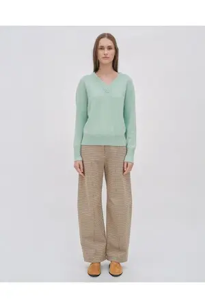 Rosetta Getty V-neck Mercerized Wool Cashmere Pullover - Green