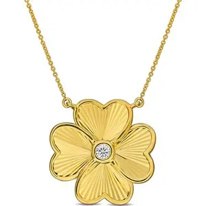 JULIANNA B. Diamond Flower 10k Necklace - Yellow Gold