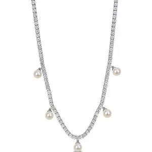 JULIANNA B. Pearl And Lab-created White Sapphire Charm Necklace - Sterling Silver