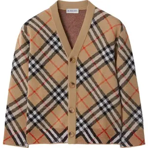 Burberry Check Wool Cardigan - Sand