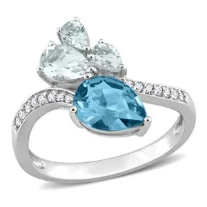 JULIANNA B. Aquamarine, Topaz, And Diamond Ring - Blue Topaz