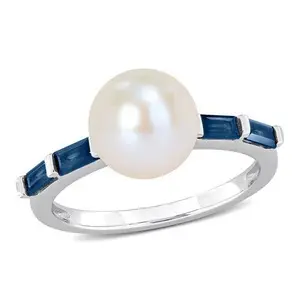 JULIANNA B. Julianna B. Cultured Pearl & Gemstone Stacked 10k Gold Ring Sapphire/white Gold