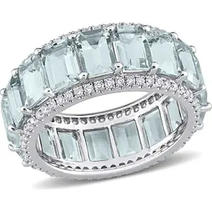 JULIANNA B. Gemstone And Diamond Eternity Ring - Aquamarine/white Gold