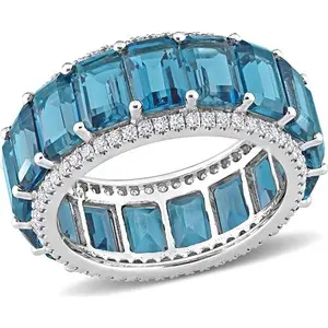 JULIANNA B. Gemstone And Diamond Eternity Ring - Topaz/white Gold