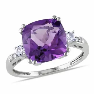 JULIANNA B. Julianna B. Gemstone And Diamond Ring Amethyst/white Gold