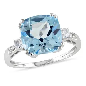 JULIANNA B. Julianna B. Gemstone And Diamond Ring Blue Topaz/white Gold