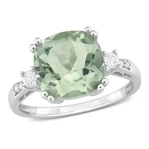 JULIANNA B. Julianna B. Gemstone And Diamond Ring Green Quartz/white Gold