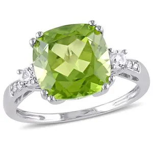 JULIANNA B. Julianna B. Gemstone And Diamond Ring Peridot/white Gold