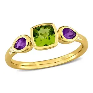 JULIANNA B. 10k Yellow Gold & Amethyst 3-stone Ring - Peridot