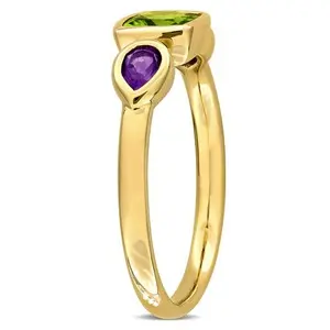 JULIANNA B. 10k Yellow Gold & Amethyst 3-stone Ring
