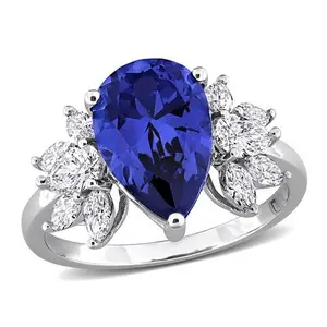 JULIANNA B. Lab-created And Lab-grown Diamond Floral Ring - Sapphire