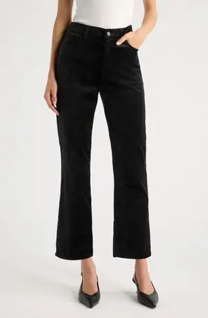 FRAME Le Sleek Velvet Ankle Straight Leg Pants - Black