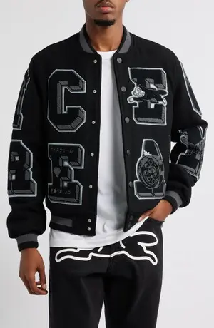 ICECREAM Creme Wool-blend Varsity Jacket