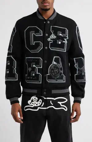 ICECREAM Creme Wool-blend Varsity Jacket