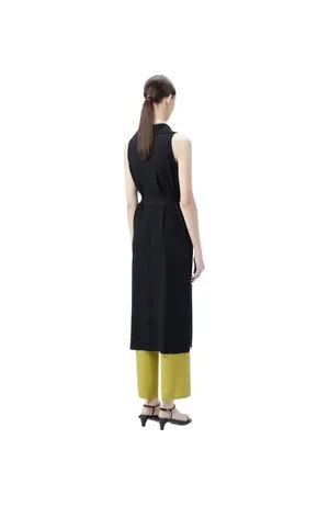 Gobi Cashmere Sleeveless Silk Cashmere Polo Dress - Black