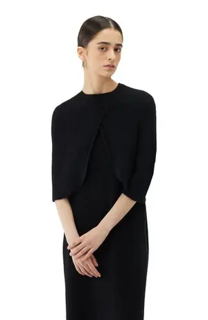 GOBI MONGOLIAN CASHMERE Lightweight Silk Cashmere Capelet - Black