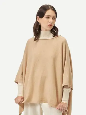 Gobi Cashmere Boat-neck Poncho - Beige